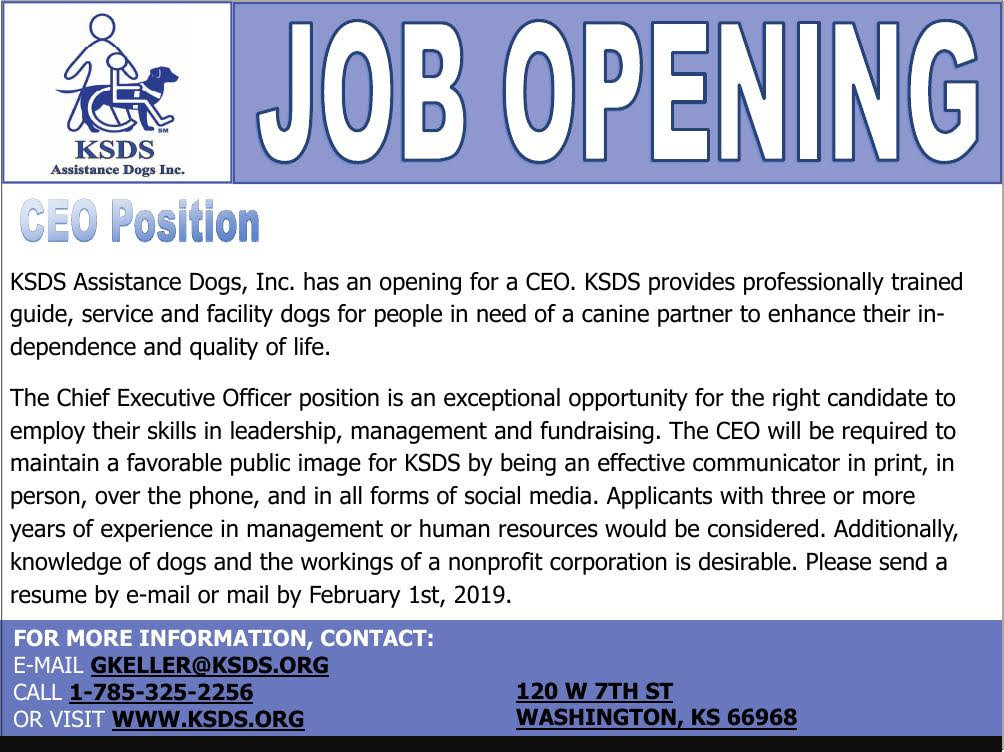 CEO Position - KSDS Assistance Dogs, Inc.